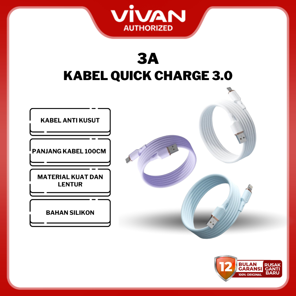 Jual VIVAN Kabel Data Type C 3A / Micro / Lightning Silicone Full SR ...