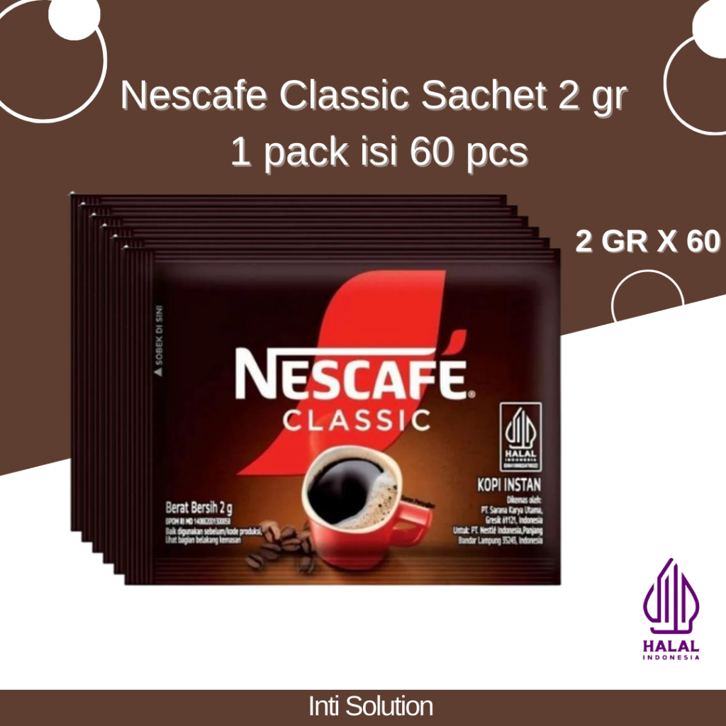 Jual Nescafe Classic Sachet 2 gr - 1 pack isi 60 pcs | Shopee Indonesia