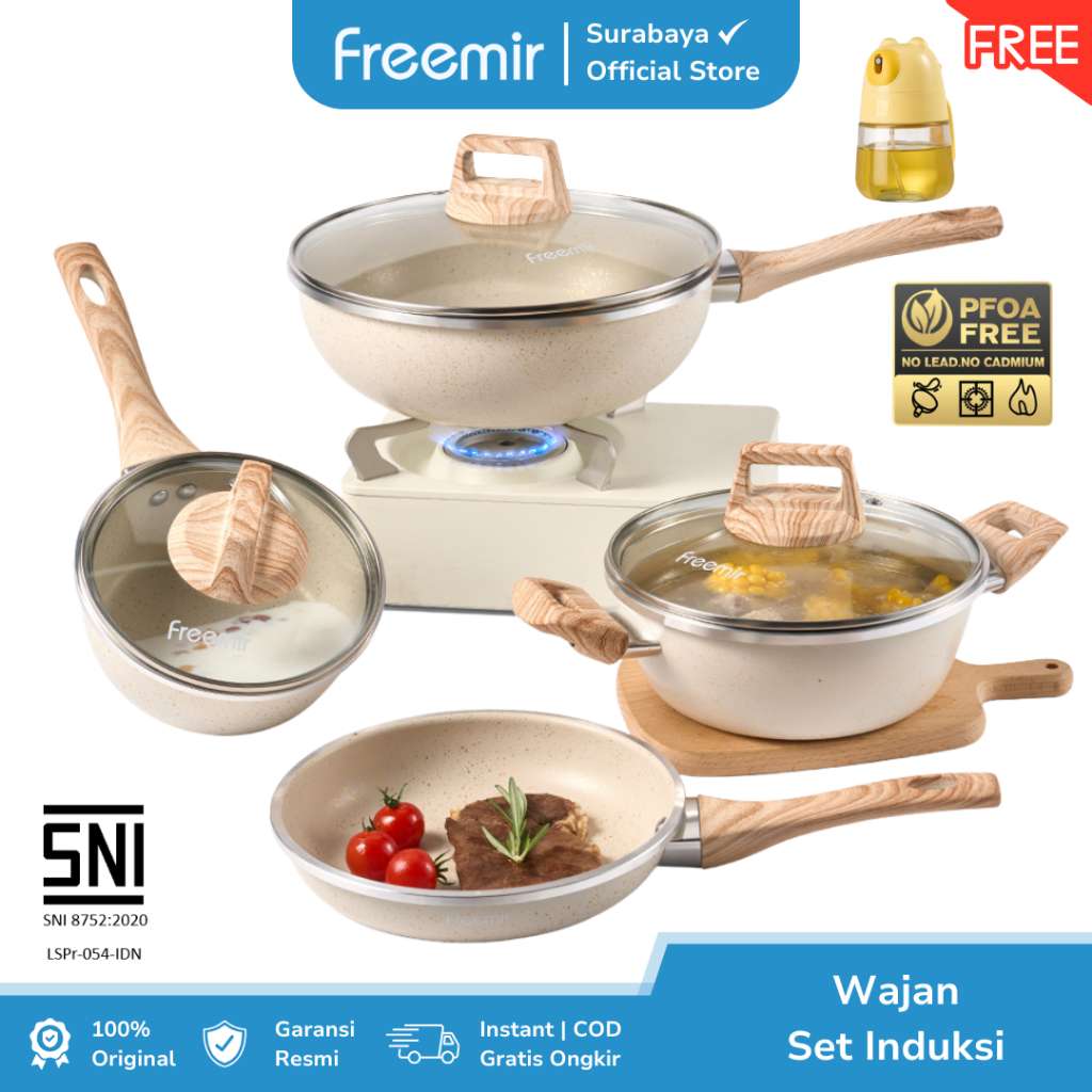 Jual Exclusive free Oil Spray freemir Wajan Panci Set Induksi 26/20/20 ...
