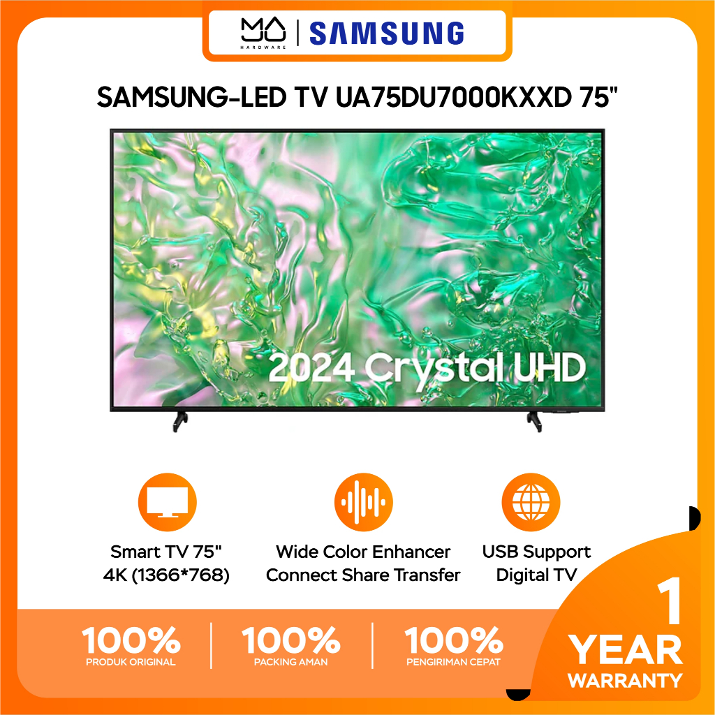 Jual Samsung 75" Crystal UHD 4K DU7000 4K Smart TV - UA75DU7000KXXD - Garansi Resmi | Shopee ...