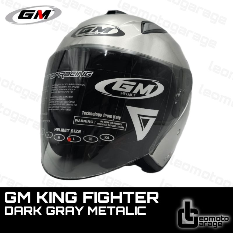 Jual HELM GM KING FIGHTER HELM HALF FACE DARK GRAY METALIC | Shopee ...