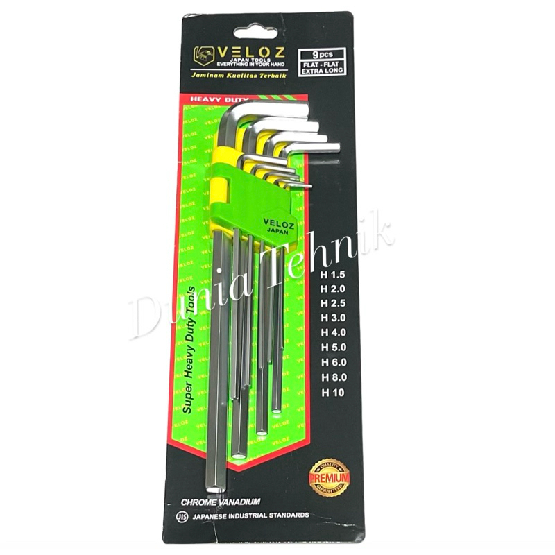 Jual Kunci L Set 9 pcs VELOZ Hex Key Set Extra Long Kunci L Set Panjang ...