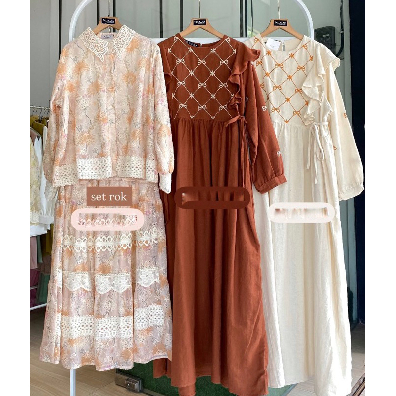 Jual set rok katbol dress katun linen talullah | Shopee Indonesia