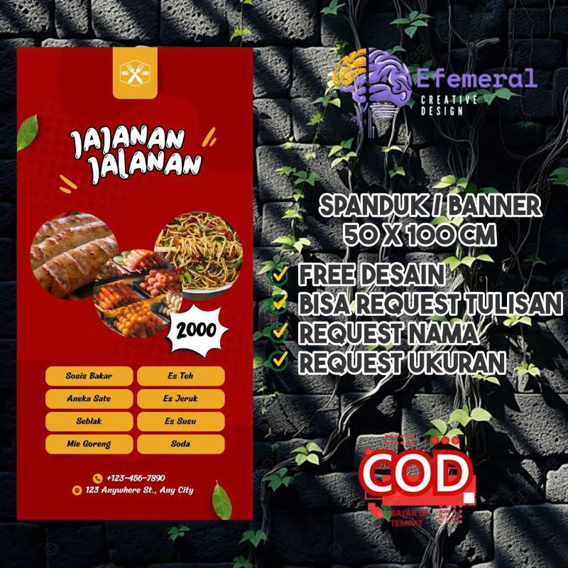 Jual Spanduk/Banner jajanan jalanan 60 X 100 cm bisa request design ...