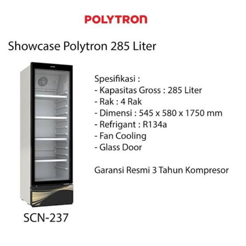 Jual Showcase Polytron SCN 237 285Liter Lemari Pendingin Minuman 4 Rak ...