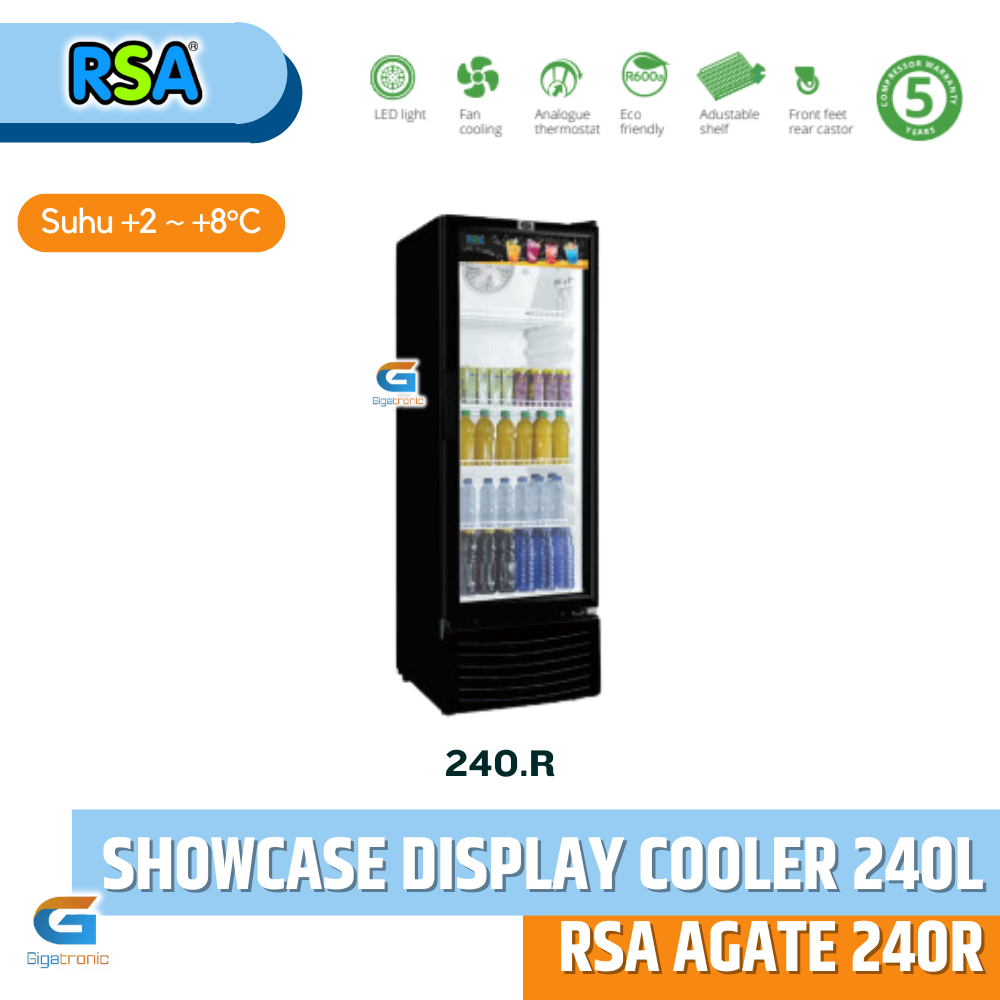 Jual Display Cooler 240 Liter RSA Agate 240R / Showcase Kulkas Minuman ...