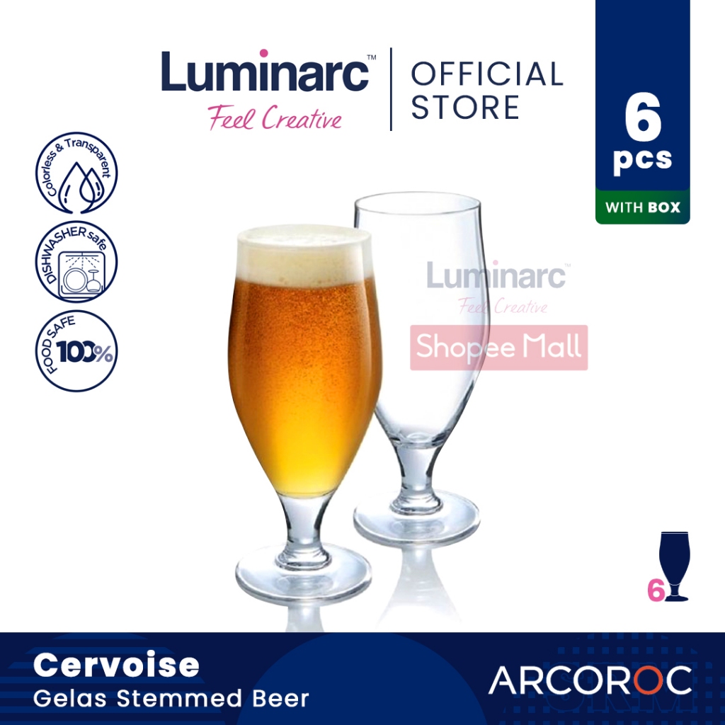 Jual ARCOROC Gelas Stemmed Beer Cervoise 320ml/380ml - 6pcs | Shopee ...