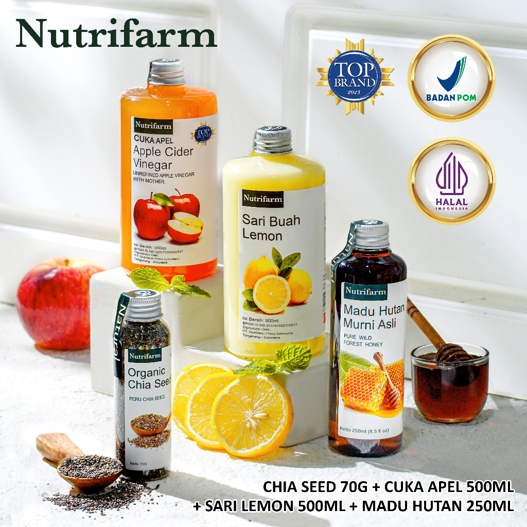 Jual Nutrifarm Paket Fit 4 In 1 Cuka Apel Lemon Madu Hutan Chia Seed ...
