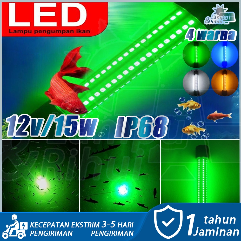 Jual 【Beli 1 Gratis 2】12V/15W Lampu Bawah Air Persediaan Umpan Ikan LED ...