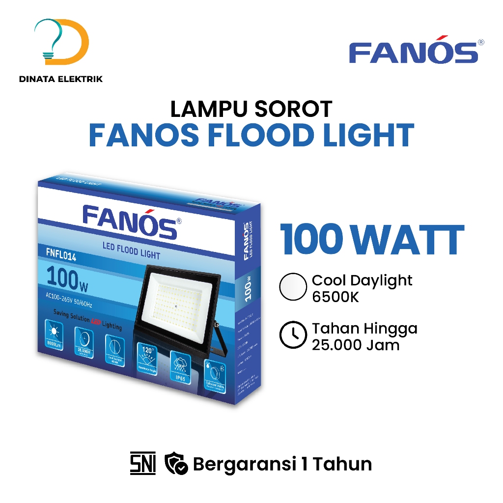 Jual LAMPU SOROT/TEMBAK LED FANOS FLOOD LIGHT 100W CAHAYA PUTIH GARANSI 1 TAHUN | Shopee Indonesia