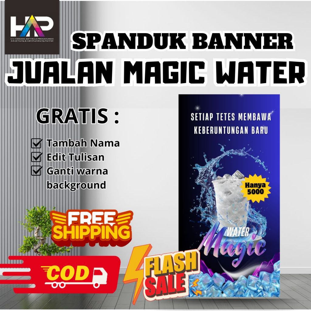 Jual SPANDUK BANNER JUALAN MINUMAN MAGIC WATER SEGAR | Shopee Indonesia