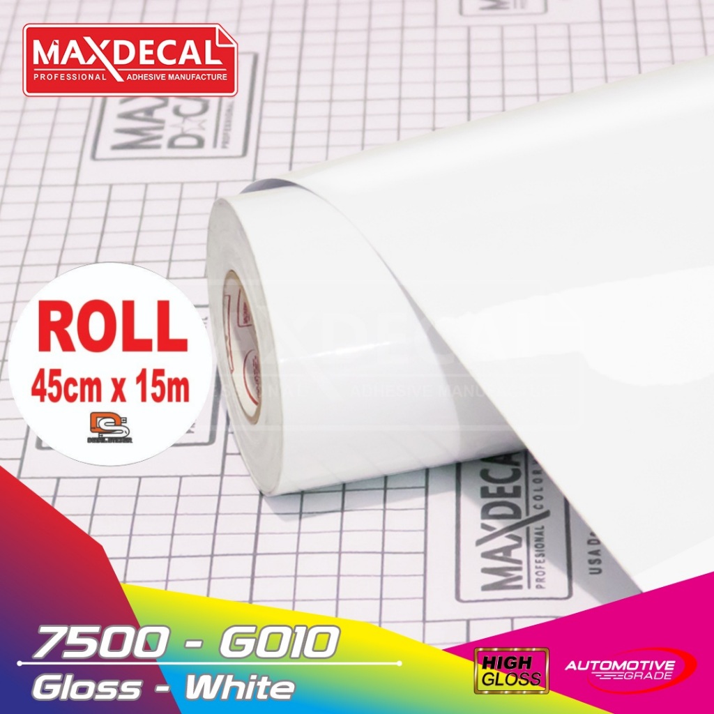 Jual ROLL 45Cm Sticker Skotlet Maxdecal 7500 G010 Gloss White 45cmx15m ...