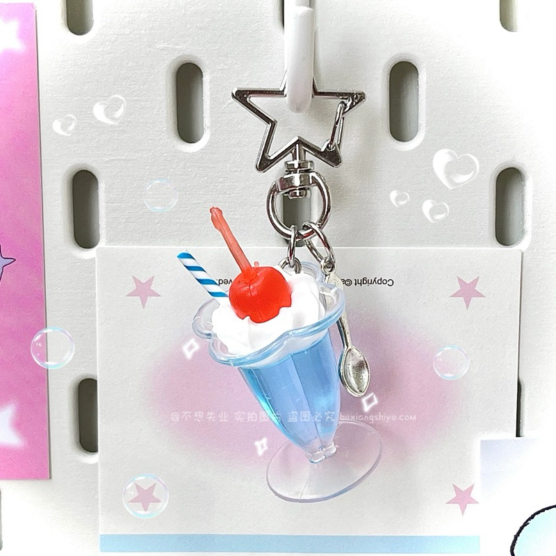 Jual pudding milkshake keychain transparan resin plastic keyring ...