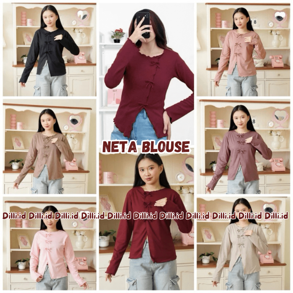 Jual Dilli.id - Neta Blouse Knit / Korean Blouse Pita | Shopee Indonesia