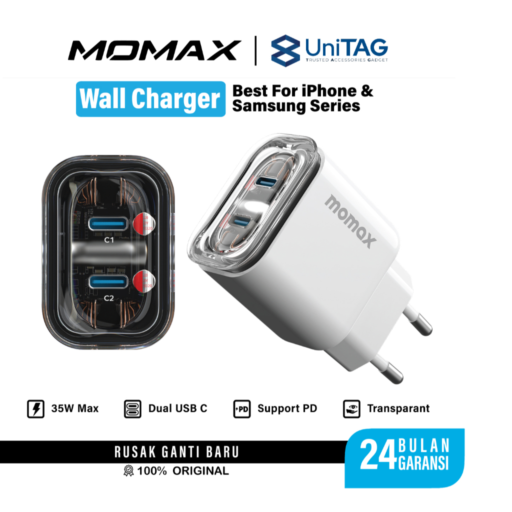 Jual Momax Kepala Charger Adaptor Type C for iPhone Samsung Momax 1 ...