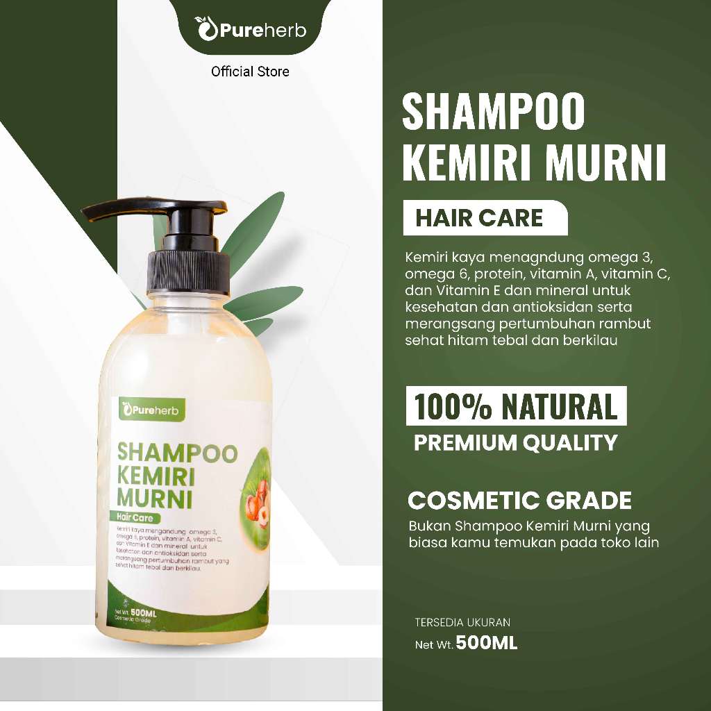 Jual Shampo Kemiri Murni non SLS 500 ml by Pureherb | Shopee Indonesia