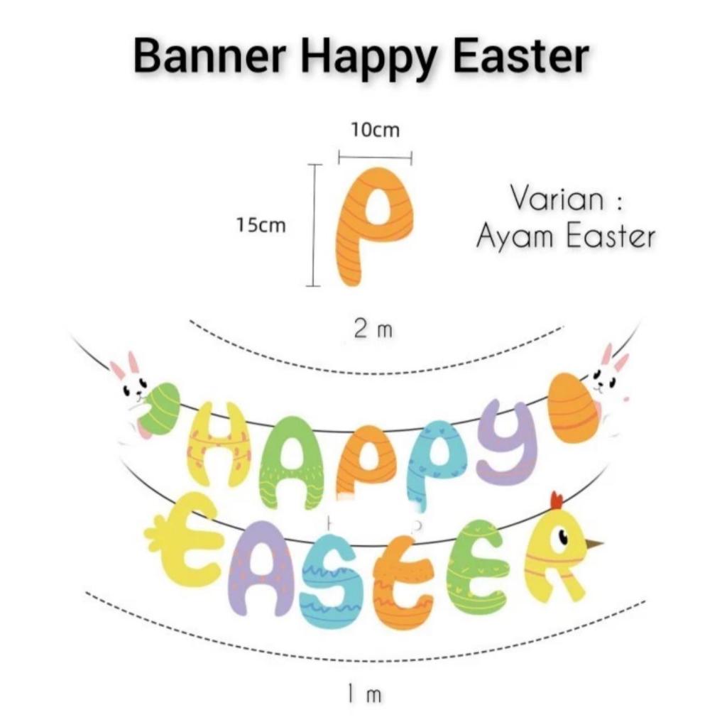 Jual BANNER TARIK TULISAN HAPPY EASTER SELAMAT PASKAH TELUR BUNTING ...