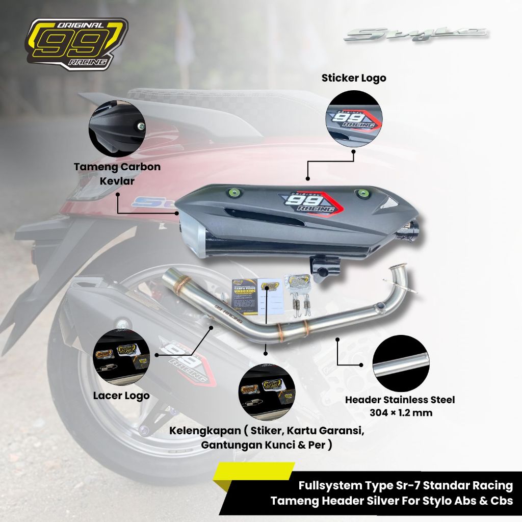 Jual Knalpot Stylo 160 Abs/Cbs Standar Racing Fullsystem Type Sr-7 ...