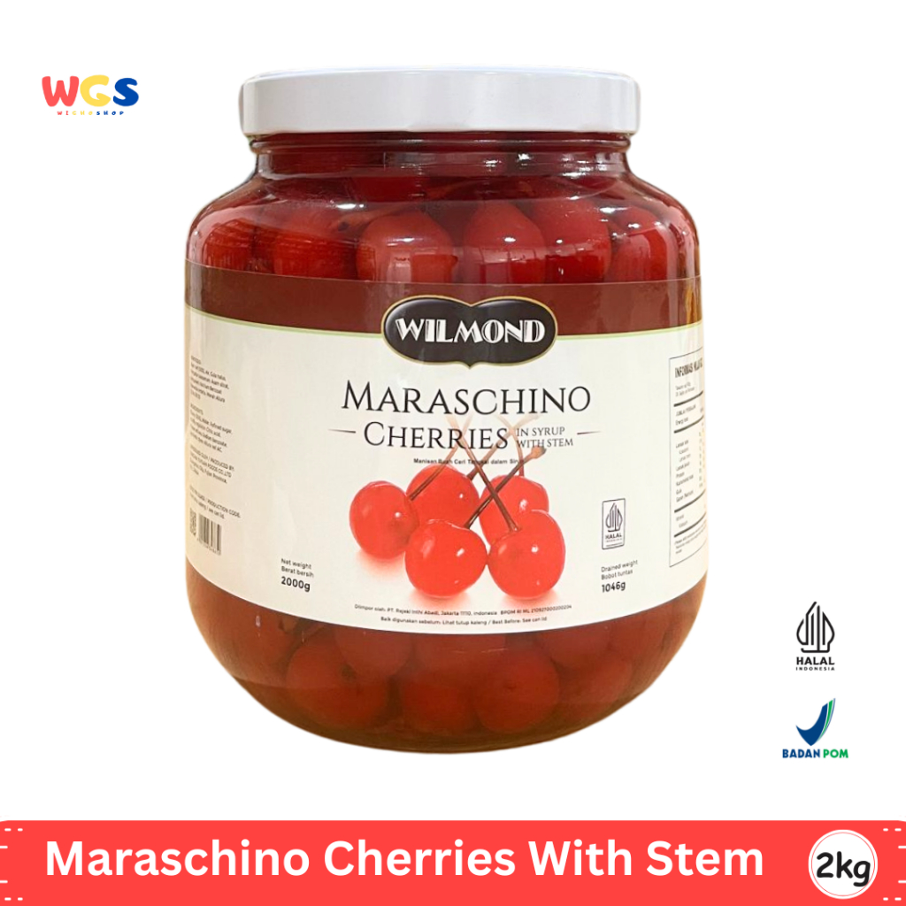Jual WILMOND Maraschino Cherries with Stem 2kg – Ceri Merah Batang ...