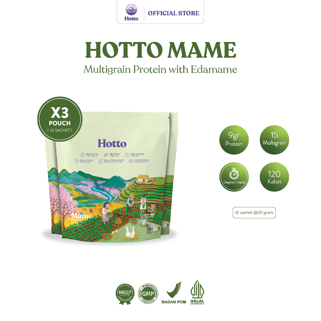 Jual Hotto Mame Protein Multigrain with EDAMAME 3 Pouch | Shopee Indonesia