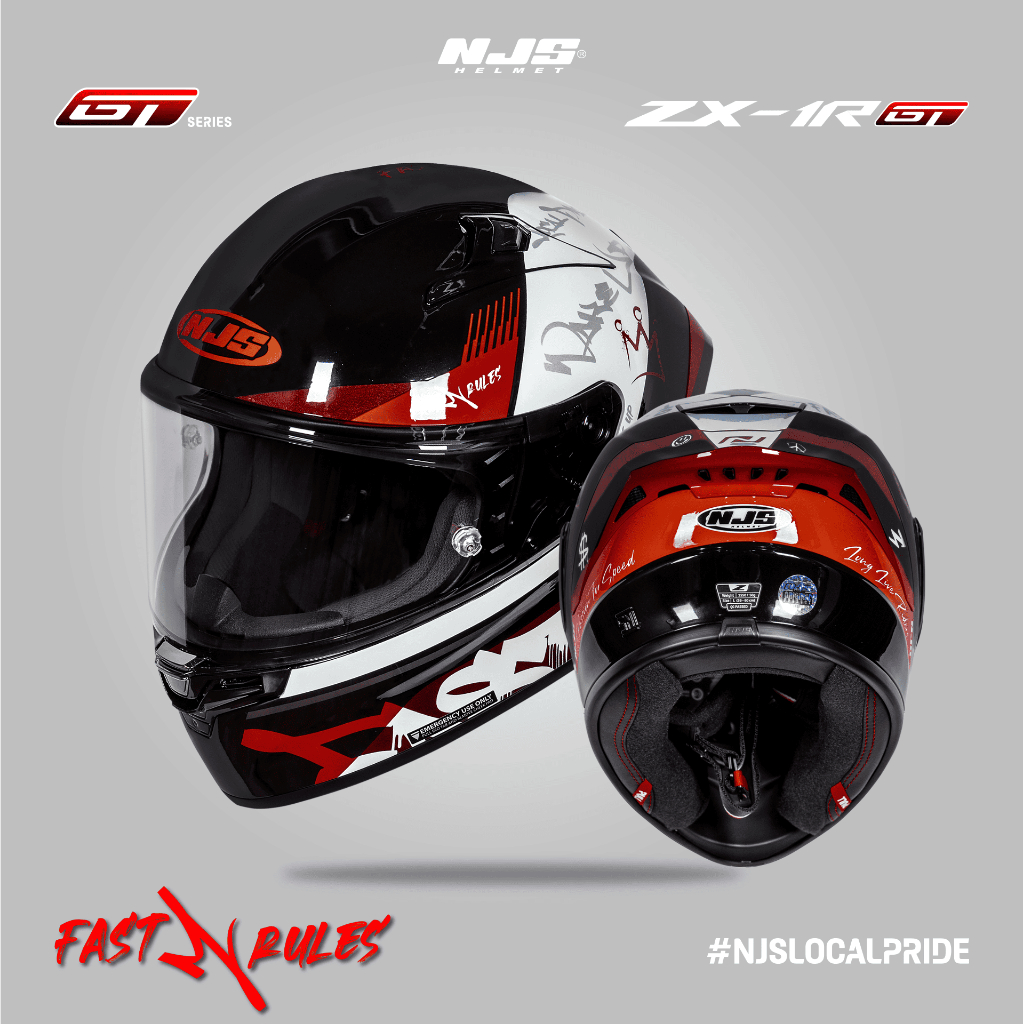 Jual NJS ZX-1R GT Fast & Rules - Helm Full Face (FREE SPOILER GT ) - Helm Full Face | ZR GT | GT ...