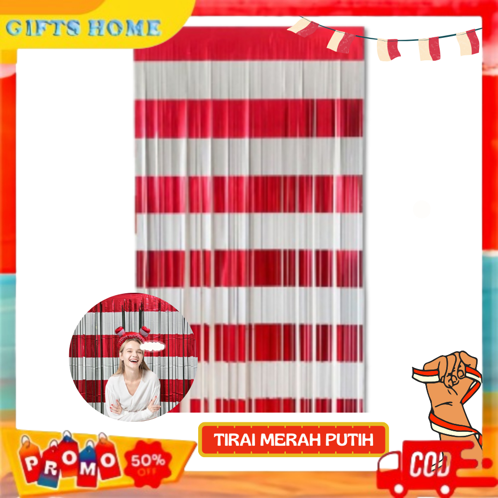 Jual Tirai Rumbai Foil Backdrop Merah Putih Hiasan 17 Agustus Dirgahayu ...