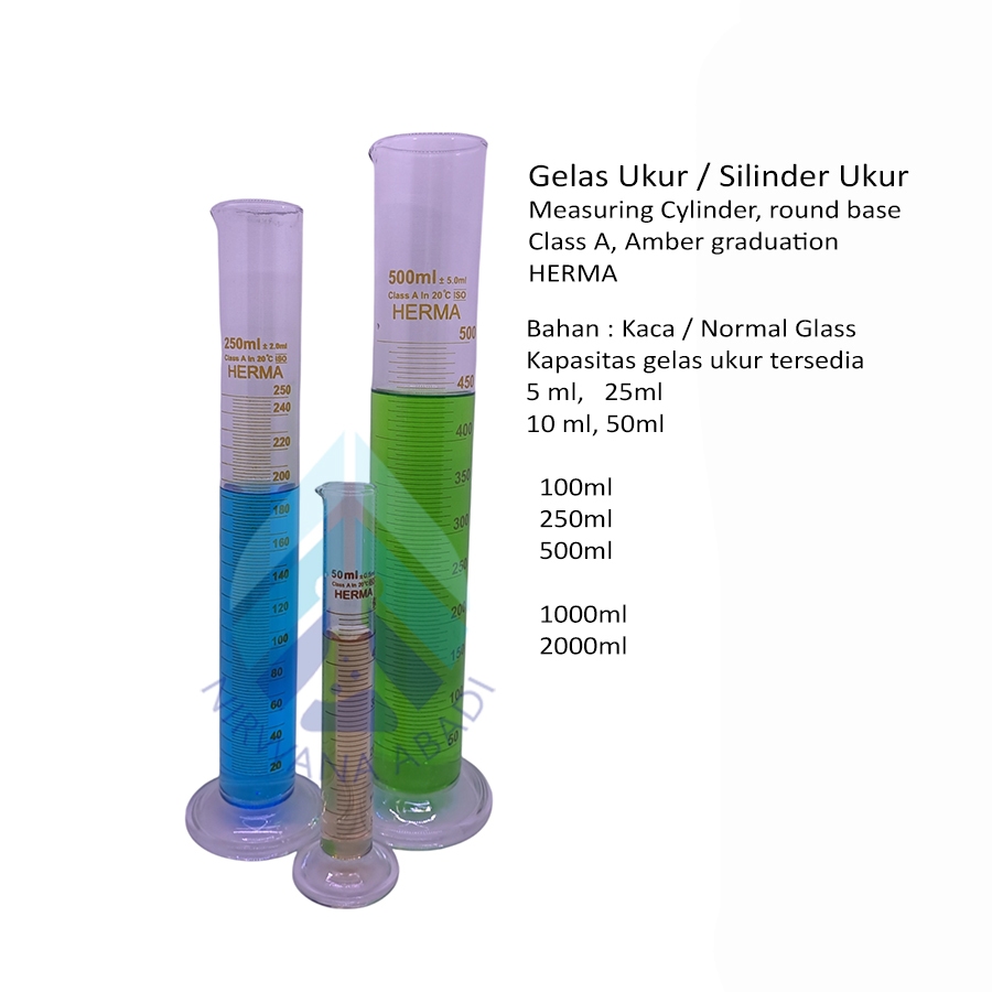Jual Gelas Ukur 1000ml HERMA Klas A, Silinder Ukur 1 Liter, Measuring ...