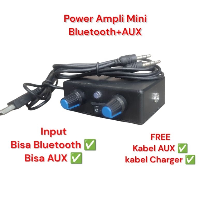 Jual Power Ampli Mini 5volt Input Bluetooth Dan Aux Bisa Pakai Charger ...