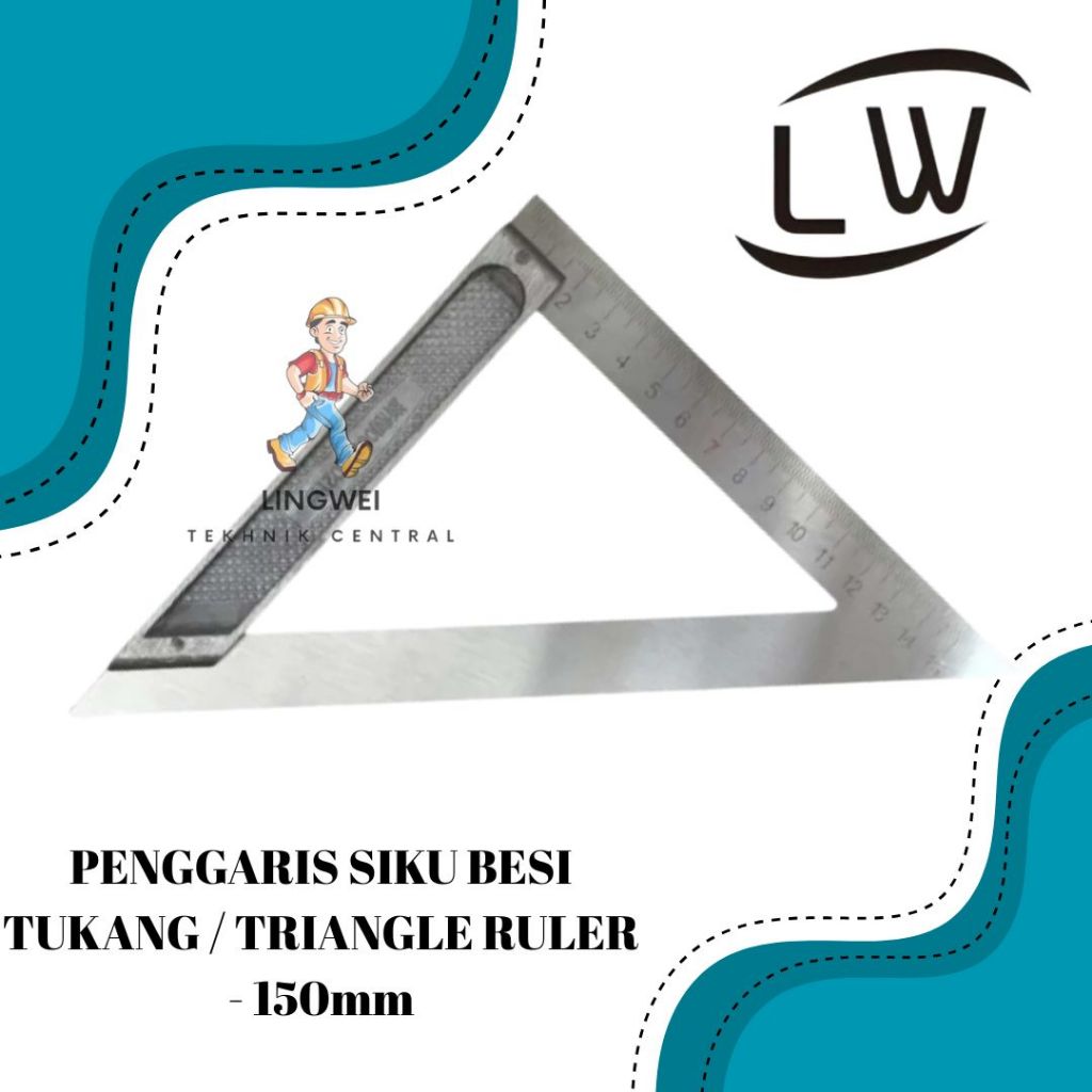 Jual PENGGARIS SIKU BESI TUKANG / TRIANGLE RULER - 150mm | Shopee Indonesia