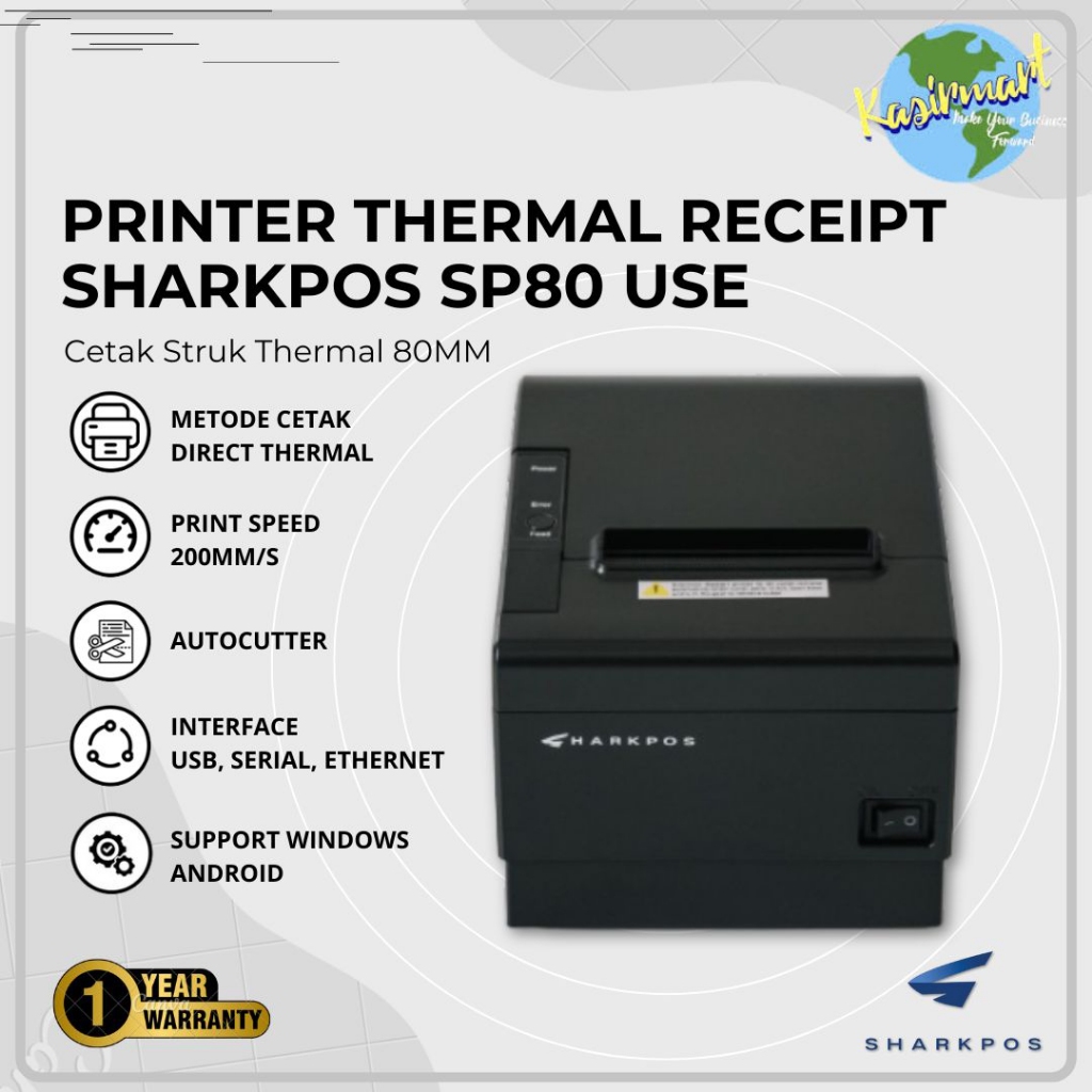 Jual Sharkpos SP80 Printer Thermal 80mm Auto Cutter RJ11 RPP02N USB LAN ...