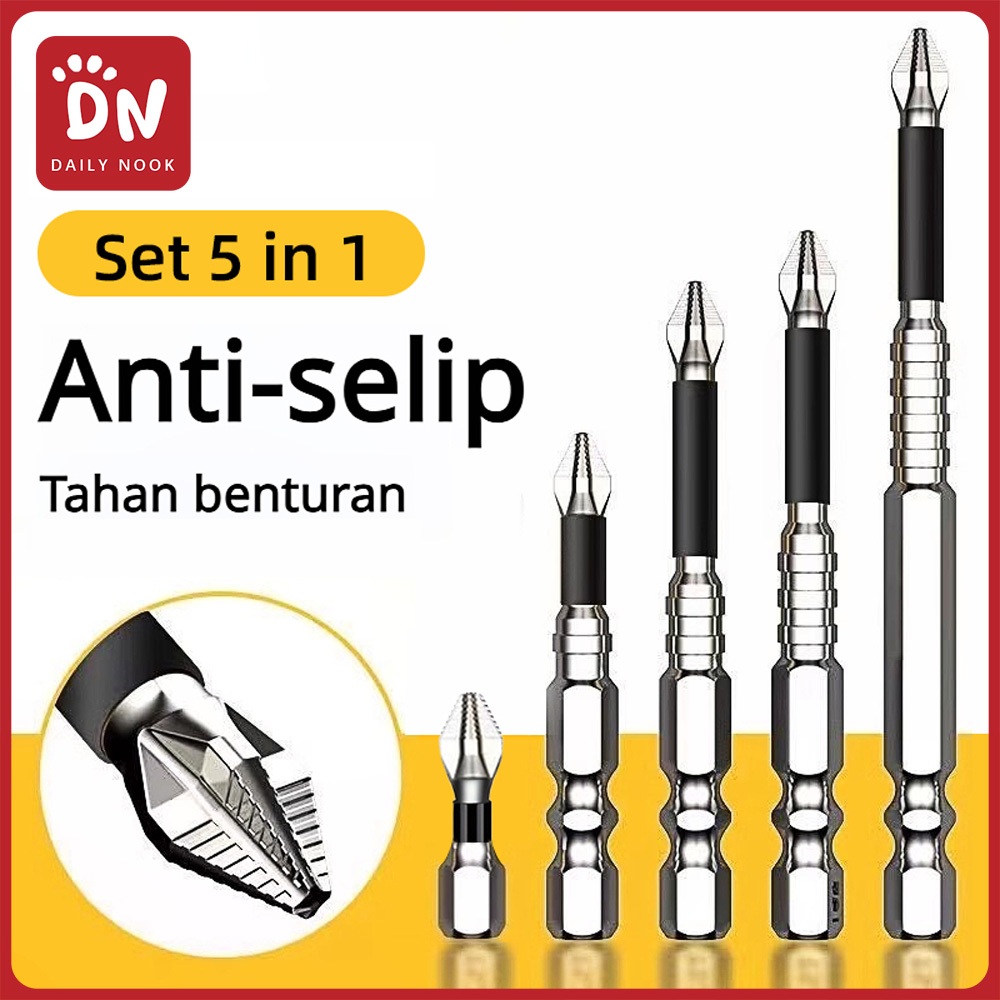 Jual Set 5 Pcs Phillips Bit Magnet Kuat Anti Slip Kekerasan Tinggi Bor ...
