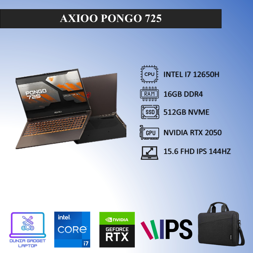 Jual Laptop Axioo Pongo 725 RTX 2050 4GB I7 12650H 16GB 512GB FHD IPS ...
