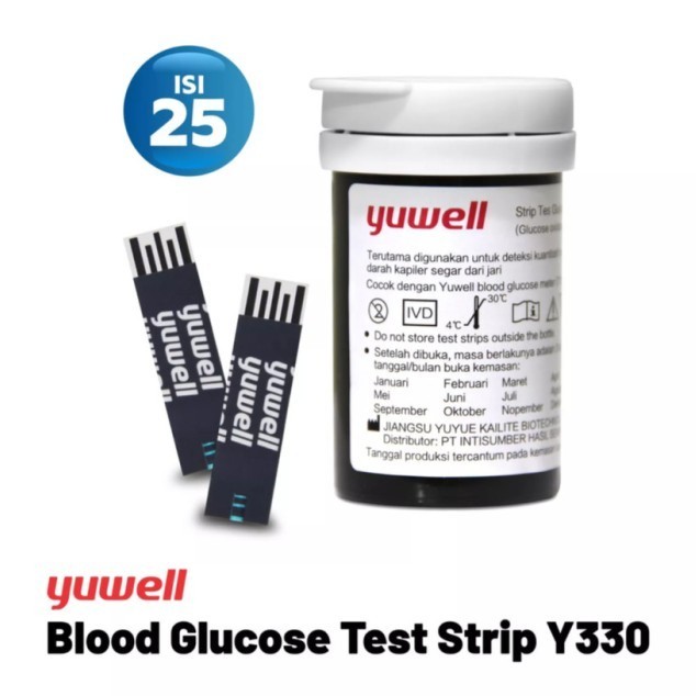 Jual Gluco Strip Yuwell Y330 isi 25s Strip Gula Darah Yuwell Blood ...