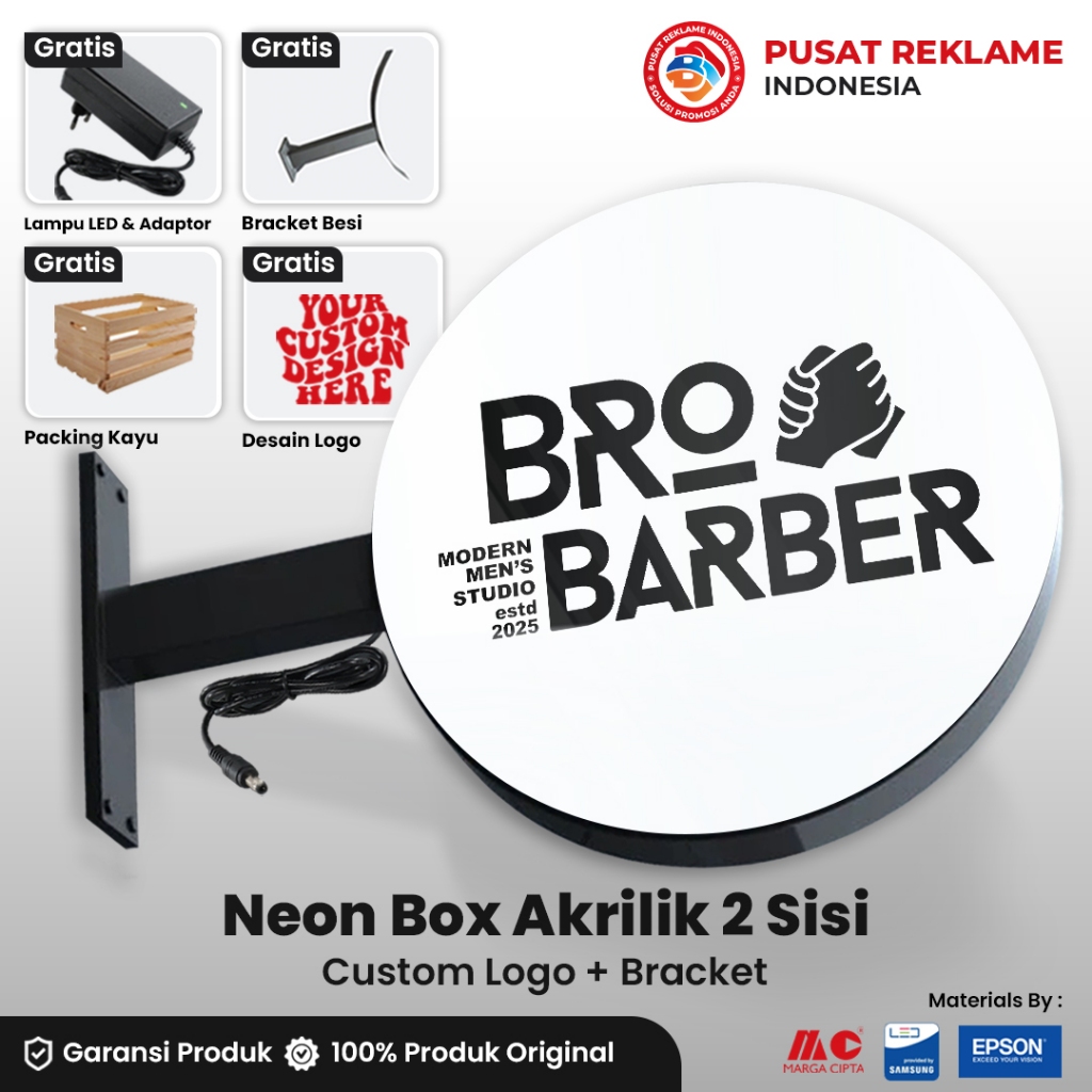 Jual Neon Box Bulat 2 Sisi + Bracket 70x70cm Neon Box Outdoor Siap ...