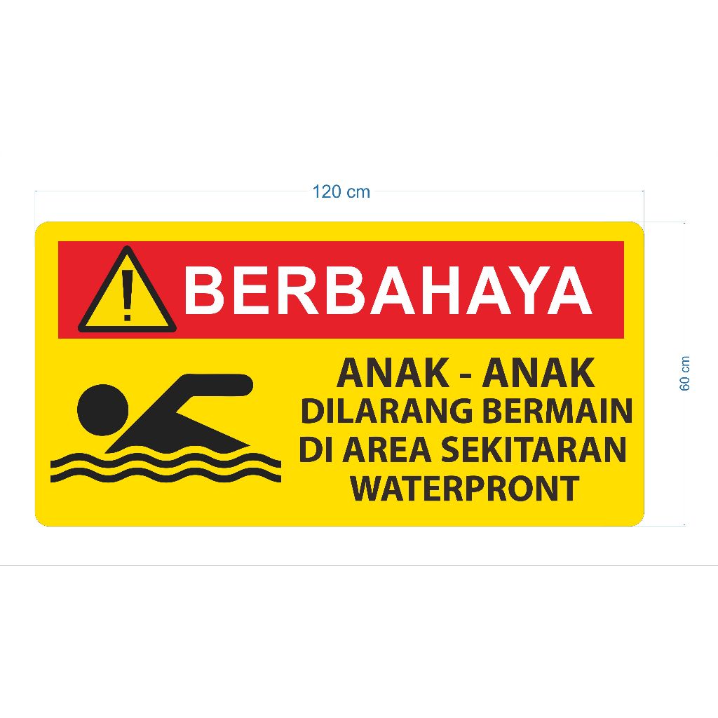 Jual Rambu Perhatian Custom Pesanan ACP 120x60cm dengan stiker ...