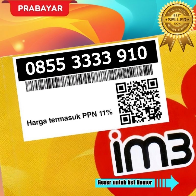 Jual Kartu Perdana Spesial 8GB IM3 NOMOR CANTIK 11 digit Kwartet 3333 minimalis | Shopee Indonesia