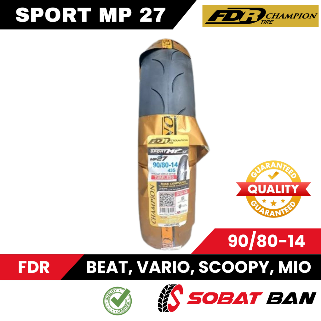 Jual Ban FDR MP27 90/80-14 TUBELESS MP 27 || GRATIS PENTIL TUBELESS ...