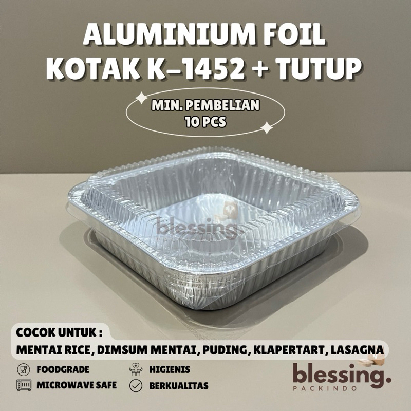 Jual Aluminium Foil Kotak Besar + Tutup K-1452 Tempat Mentai Dimsum ...