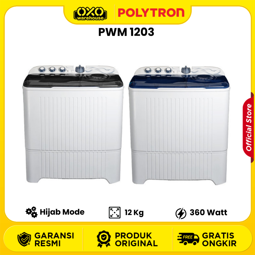 Jual Polytron Mesin Cuci PWM 1203 B/X 2 tabung 12 Kg Hijab Mode Garansi ...