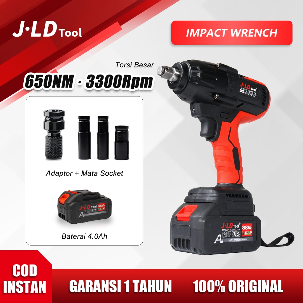 Jual JLD Impact Wrench Brushless Cordless 650NM Bor Impact baterai 88Vf Impact Jumbo torsi besar ...