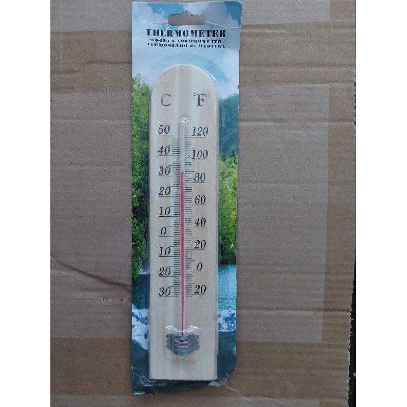 Jual Thermometer ruangan kayu pengukur suhu kepala bulat Termometer ...