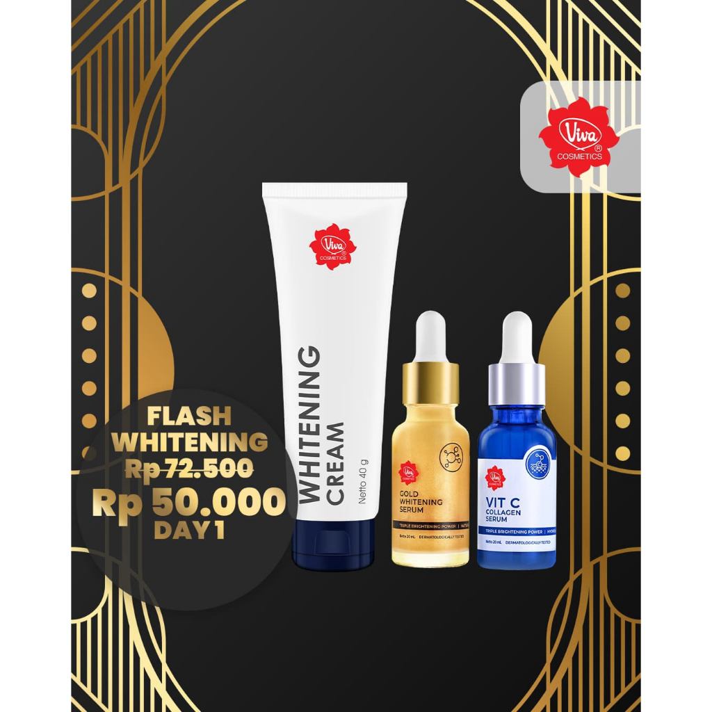 Jual Paket 1 Viva Whitening Cream 40 gr, 1 Viva Gold Whitening Serum, 1 ...