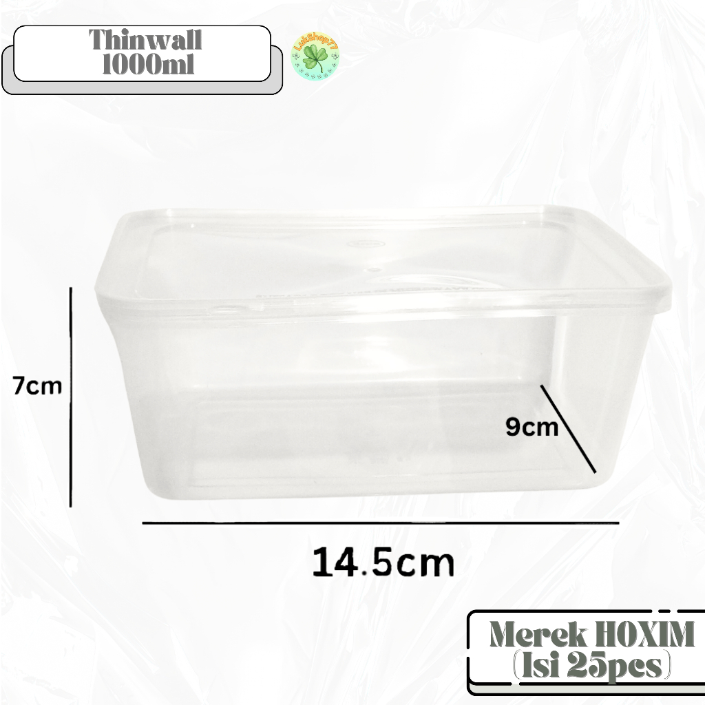 Jual Thinwall Plastik / Kotak Makan Plastik 1000 Ml (1 Pax/ 25 Set ...