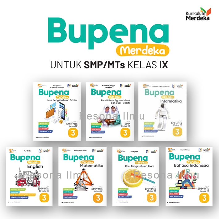 Jual Bupena Merdeka SMP/MTS Kelas 9 - Matematika - English - IPA - IPS - Indonesia - Kurikulum ...
