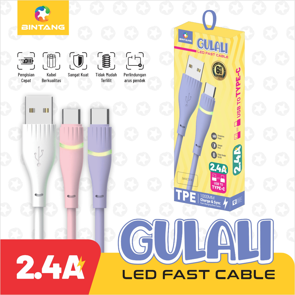 Jual KABEL DATA USB TO TYPE-C BINTANG 1M GULALI | Shopee Indonesia