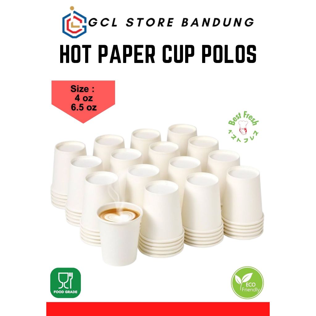 Jual Paper Cup ( per 50 pcs ) Cup Kertas Gelas Kertas Tahan Panas / Hot Cup Polos 4 Oz 6.5 Oz 9 ...