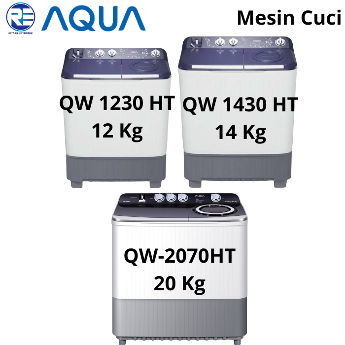 Jual Mesin Cuci Dua Tabung AQUA 12 Kg, 14 Kg, dan 20 Kg QW 1230 HT / QW ...