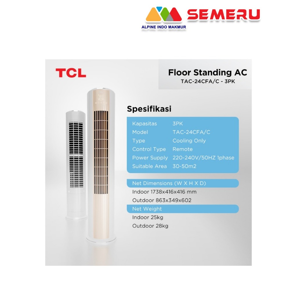Jual TCL AC STANDING FLOOR 3 PK TAC-24CFA/C DAN 5 PK TAC-48CFA/C UNIT ...