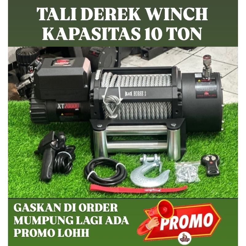 Jual winch 20,000lbs kapasitas 10ton Sling baja Winch XT BLACK H tali ...