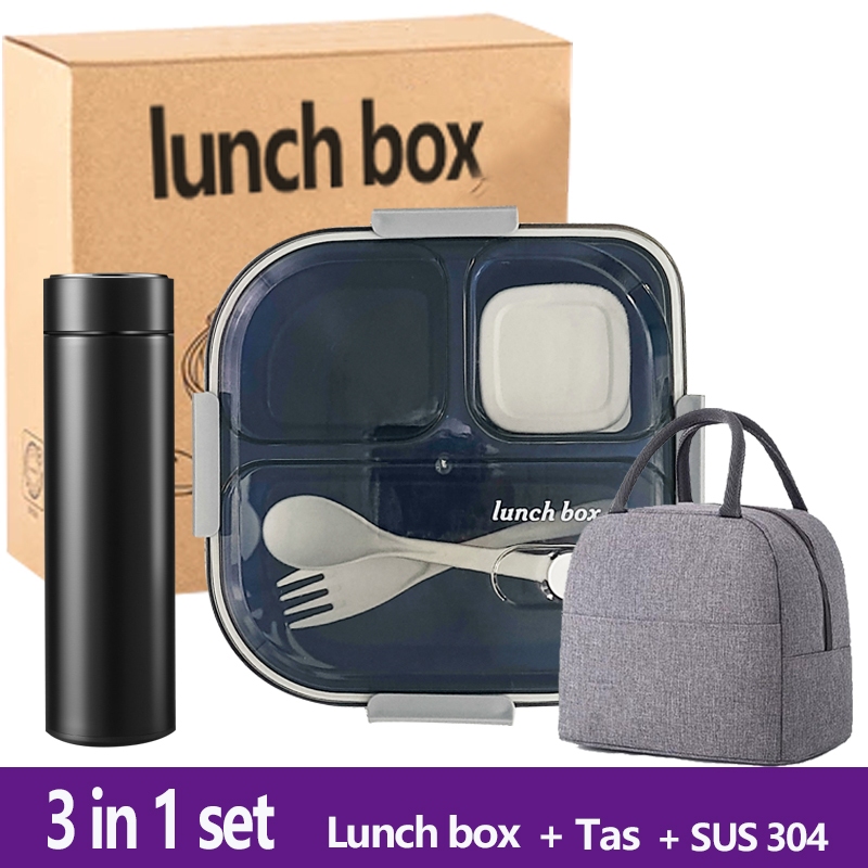 Jual Kotak Makan Set Bekal Lunch Box 1100ml Anti Tumpah Bebas BPA Microwaveable | Shopee Indonesia